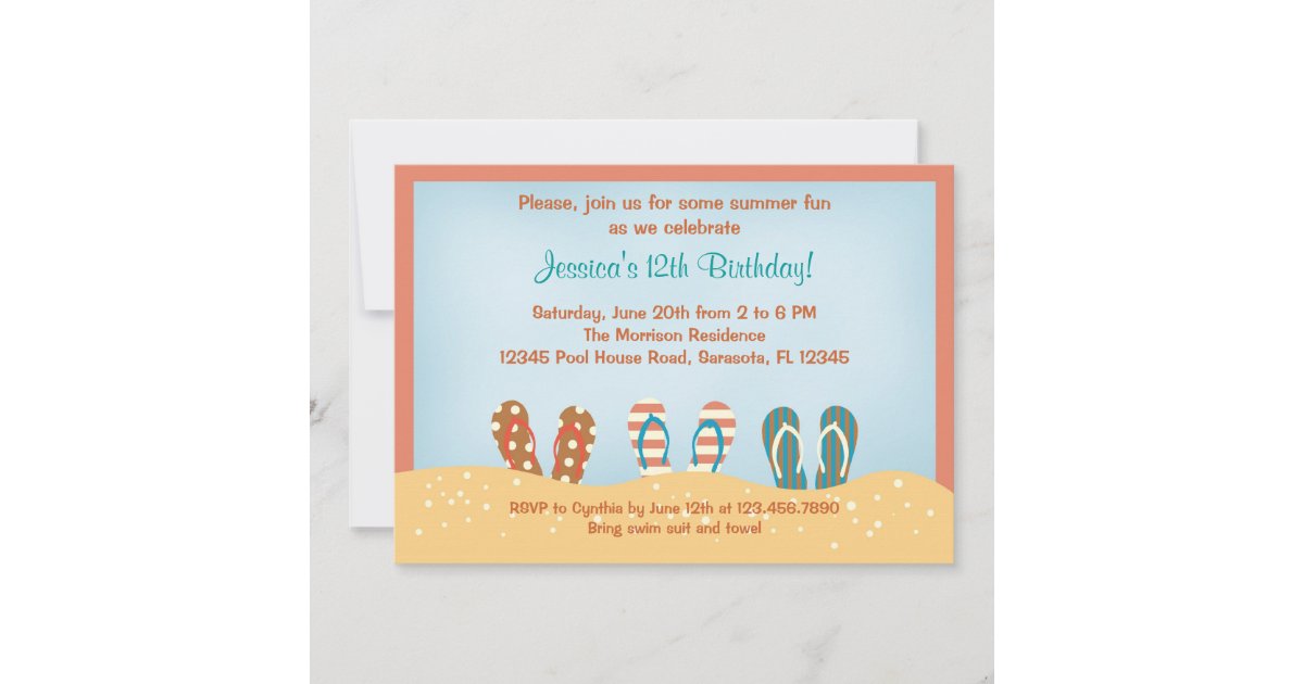 Flip Flops Birthday Party Invitation | Zazzle