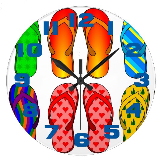 Flip Flops Colorful Fun Beach Theme Summer Clock | Zazzle.com