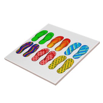 Flip Flops Colorful Fun Beach Theme Summer Gifts Ceramic Tile | Zazzle