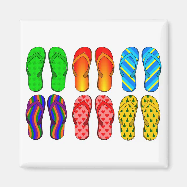 Flip Flops Colorful Fun Beach Theme Summer Gifts Magnet | Zazzle