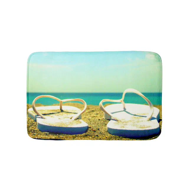 Flip Flops on the Beach Bath Mat | Zazzle