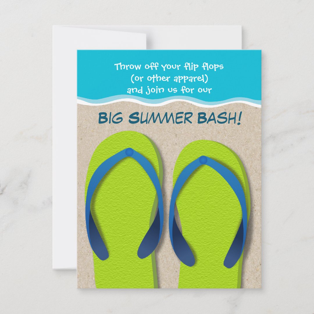 Flip Flops On the Beach Summer Party Invitation | Zazzle