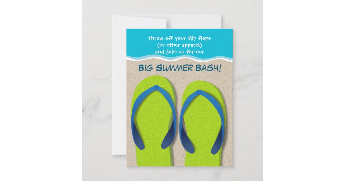 Flip Flops On the Beach Summer Party Invitation | Zazzle