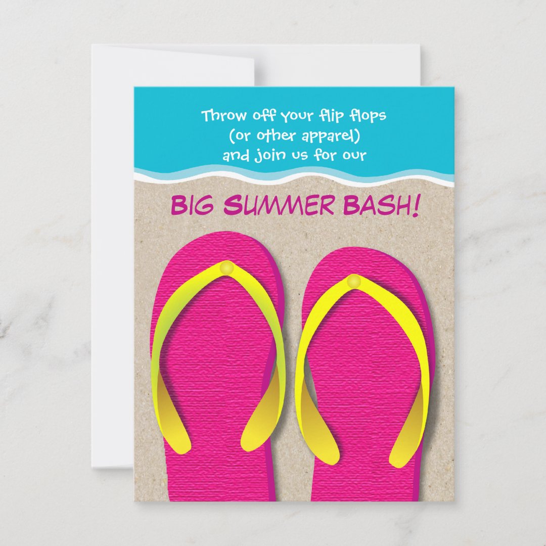 Flip Flops On the Beach Summer Party Invitation | Zazzle