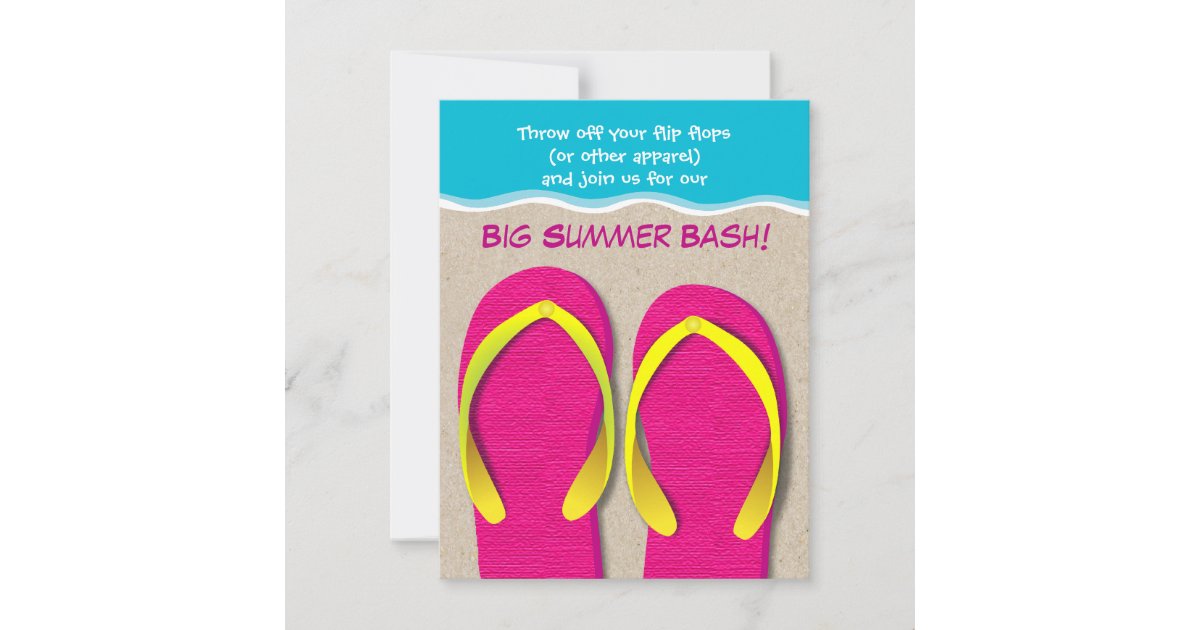 Flip Flops On the Beach Summer Party Invitation | Zazzle
