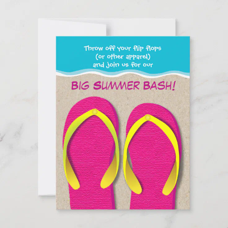 Flip Flops On the Beach Summer Party Invitation | Zazzle