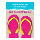 Pool Party and Flip Flops on Blue Wave Background Invitation | Zazzle.com