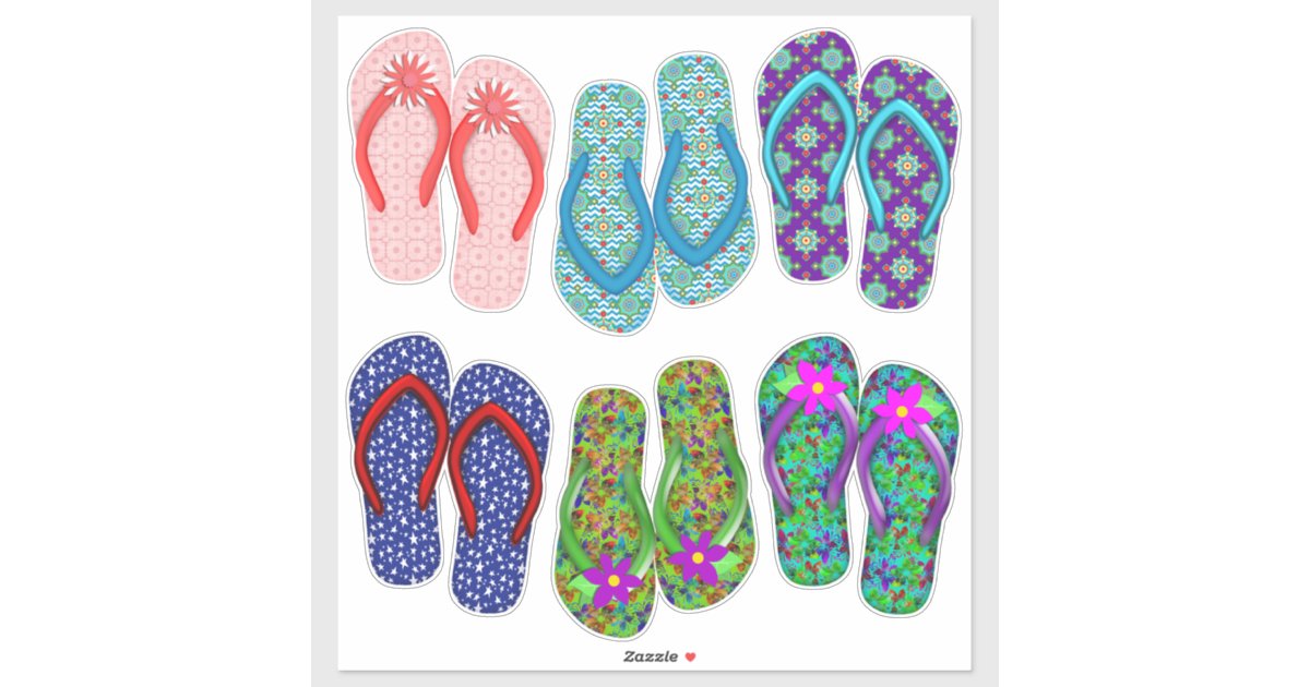 Flip Flops | Summer Shoes Sticker | Zazzle