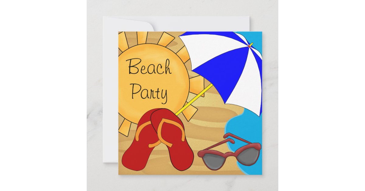 Flip Flops Sunglasses Beach Birthday Party Invitation | Zazzle