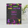 Flip Tumble Jump Gymnastic Black Birthday Invite | Zazzle