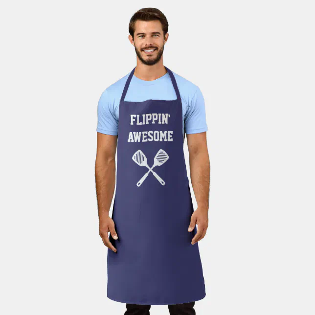 Flippin Awesome Spatula Funny Navy Blue Grilling Apron | Zazzle