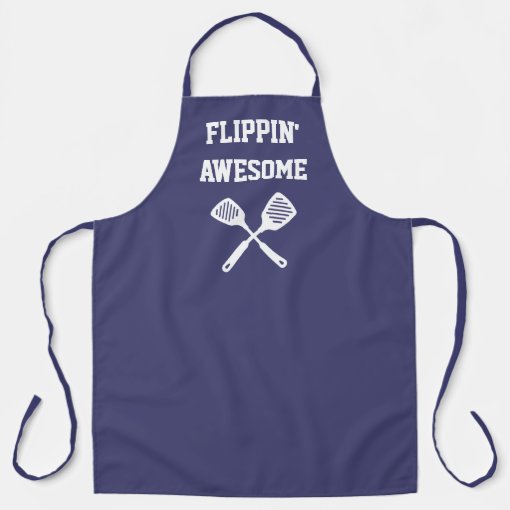 Flippin Awesome Spatula Funny Navy Blue Grilling Apron | Zazzle