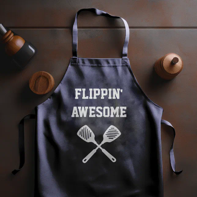 Flippin Awesome Spatula Funny Navy Blue Grilling Apron | Zazzle