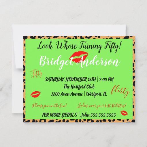 Flirty 50th Turning Fiftieth Birthday Party Invitation | Zazzle