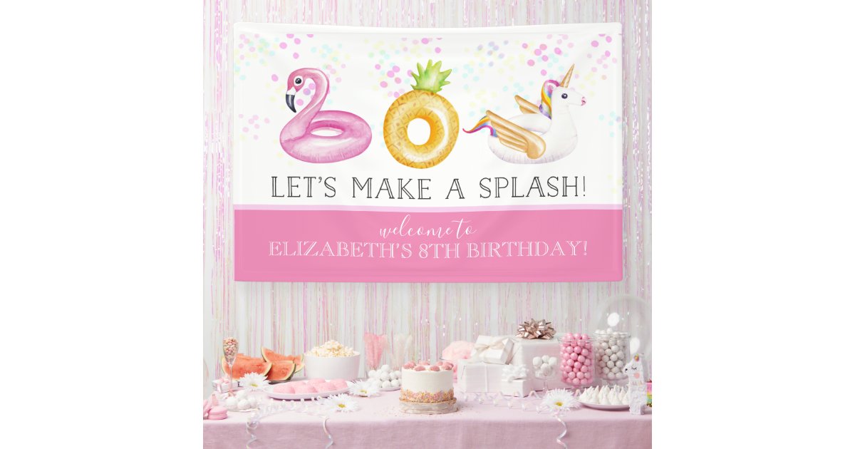 Floatie Pool Party Birthday Banner | Zazzle