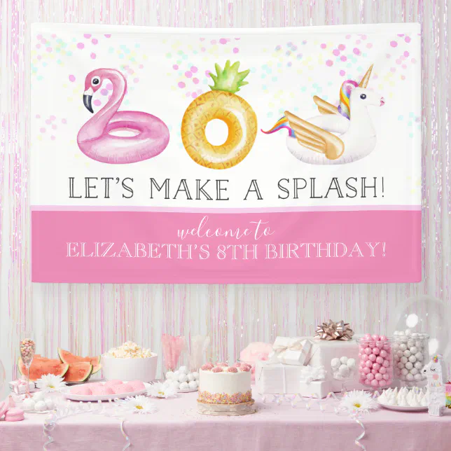 Floatie Pool Party Birthday Banner | Zazzle