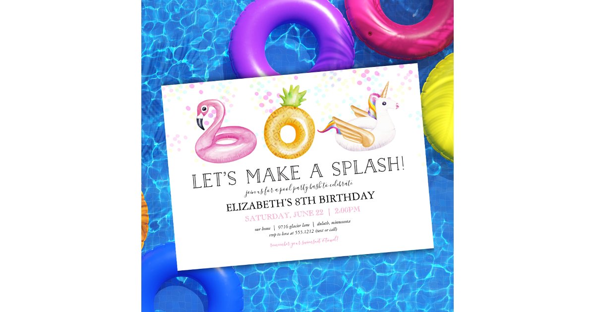 Floatie Pool Party Birthday Invitation | Zazzle