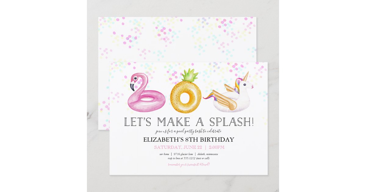 Floatie Pool Party Birthday Invitation | Zazzle