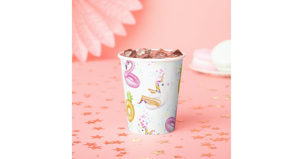Floatie Pool Party Birthday Party Paper Cups | Zazzle