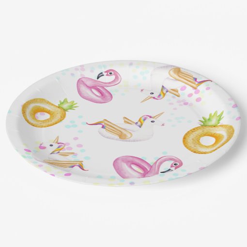Floatie Pool Party Birthday Party Paper Plates | Zazzle