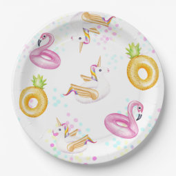 Floatie Pool Party Birthday Party Paper Plates | Zazzle