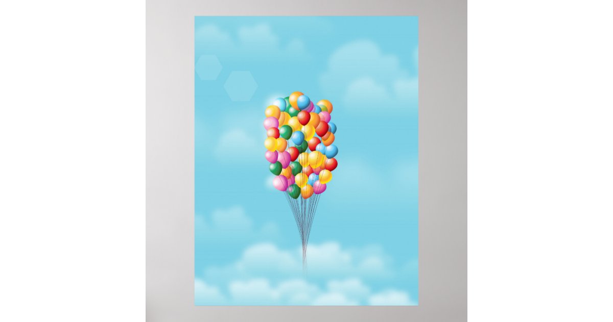 Floating Balloons up and away. Poster | Zazzle