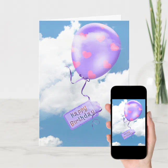 Floating Birthday Balloon Card | Zazzle