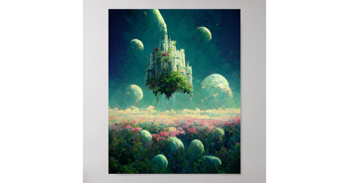 Floating Castle Fantasy Art Poster | Zazzle