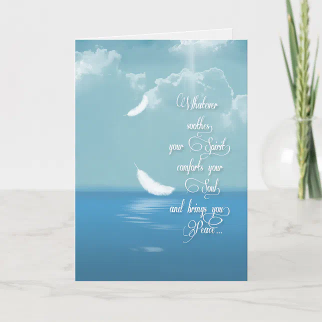 floating feathers over ocean for sympathy card | Zazzle