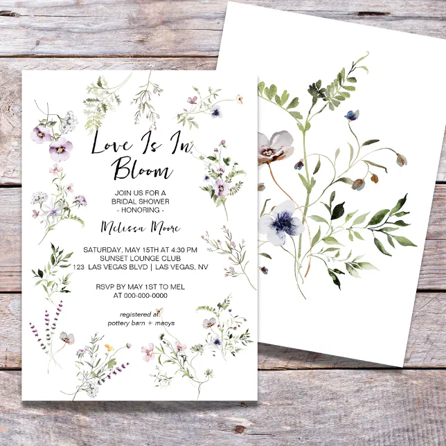 Floating Flower Blooms Bridal Shower Invitation | Zazzle