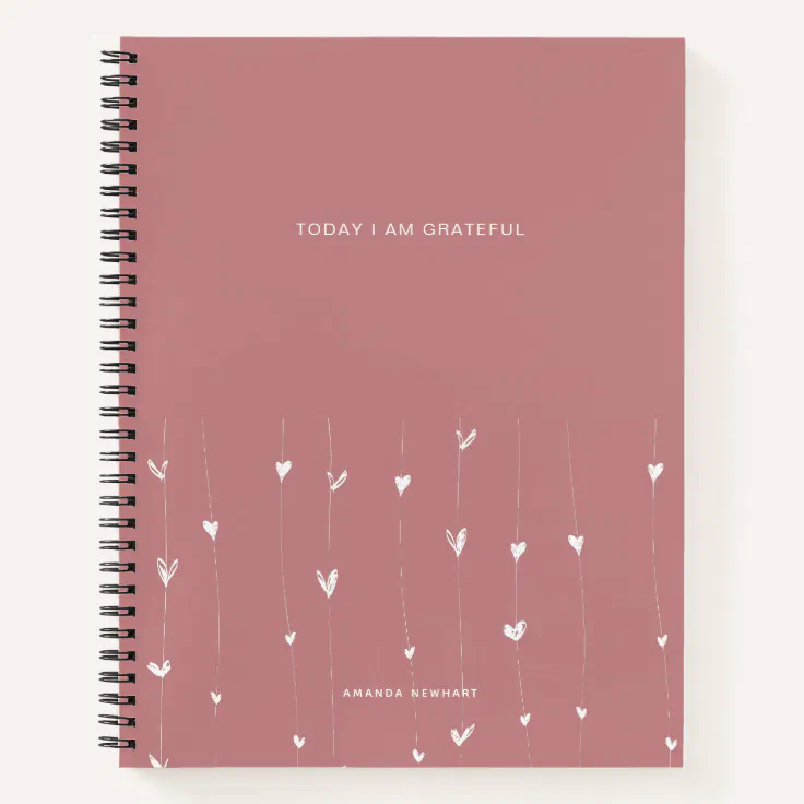 Floating Hearts Grateful Quote Notebook | Zazzle