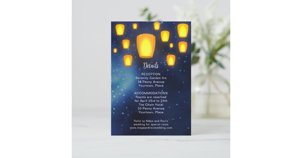 Floating Lanterns Wedding Details Enclosure Invitation | Zazzle