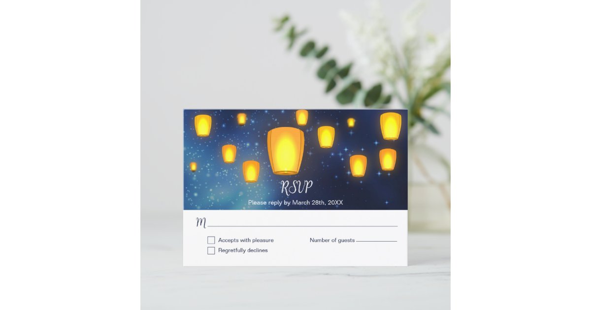 Floating Lanterns Wedding Reply RSVP Invitation | Zazzle