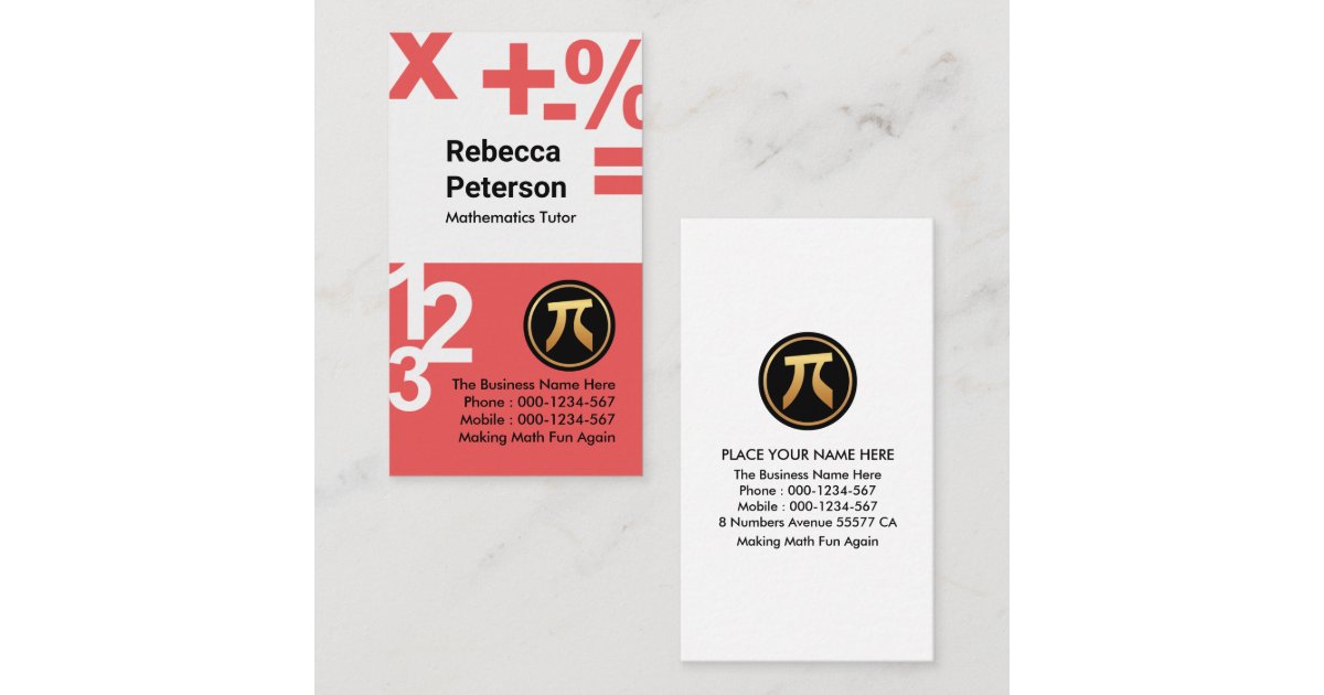 Floating Math Numbers Symbols Business Card | Zazzle
