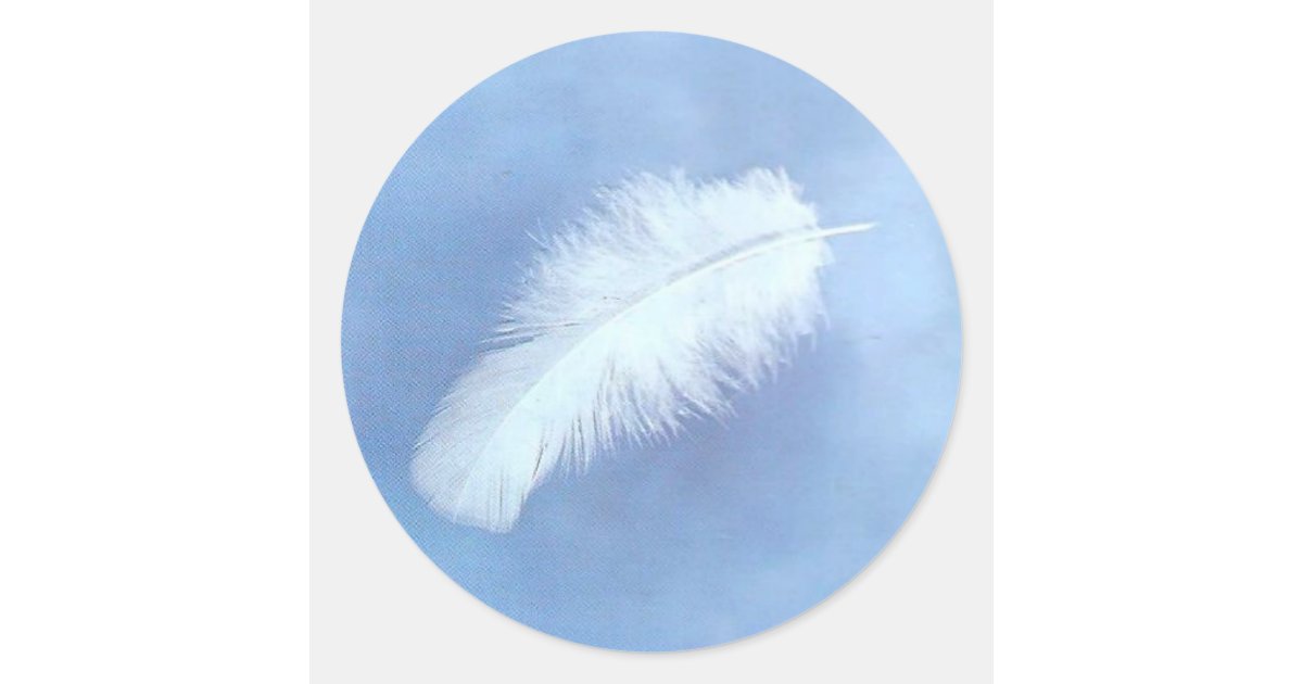 Floating white feather Sticker's Classic Round Sticker | Zazzle