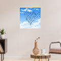 Flock of Birds Love Heart poster print | Zazzle