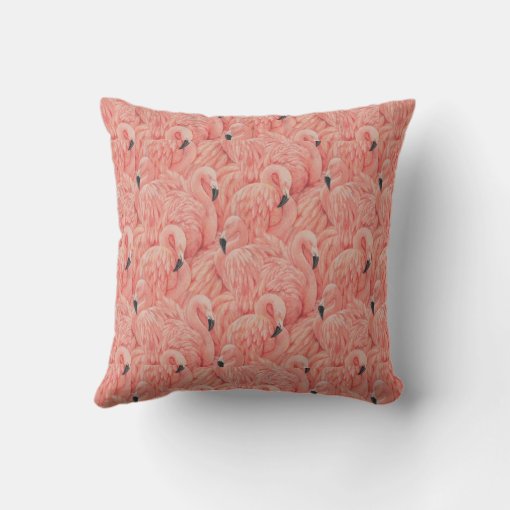 Flock of pink flamingos pillow | Zazzle