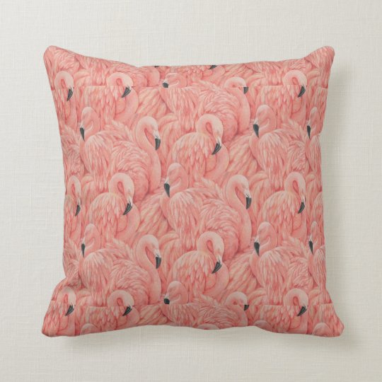 Flock of pink flamingos pillow | Zazzle.com
