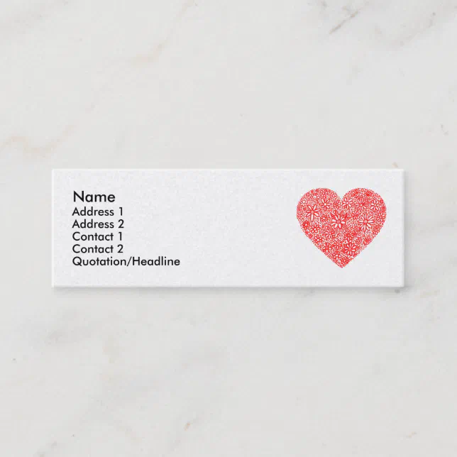 Flocked Heart - Gold Mini Business Card | Zazzle