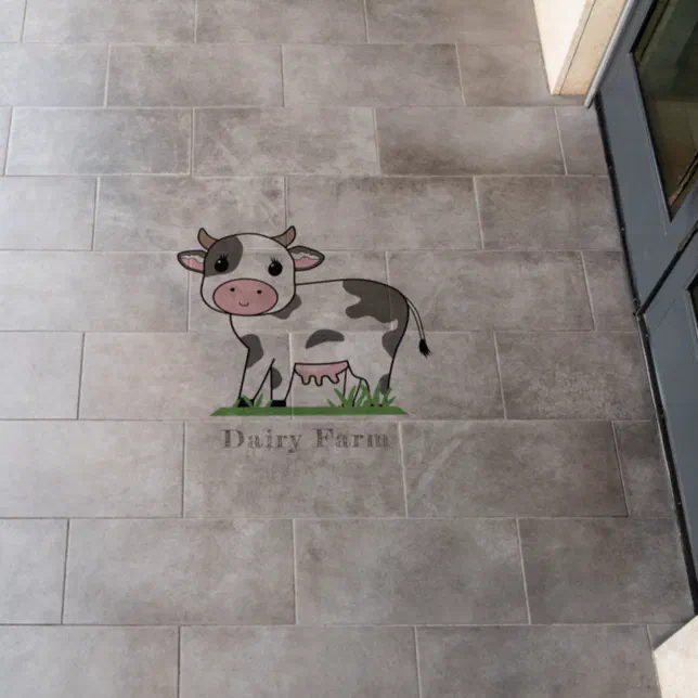 Floor Decal with a Cute Cow | Zazzle