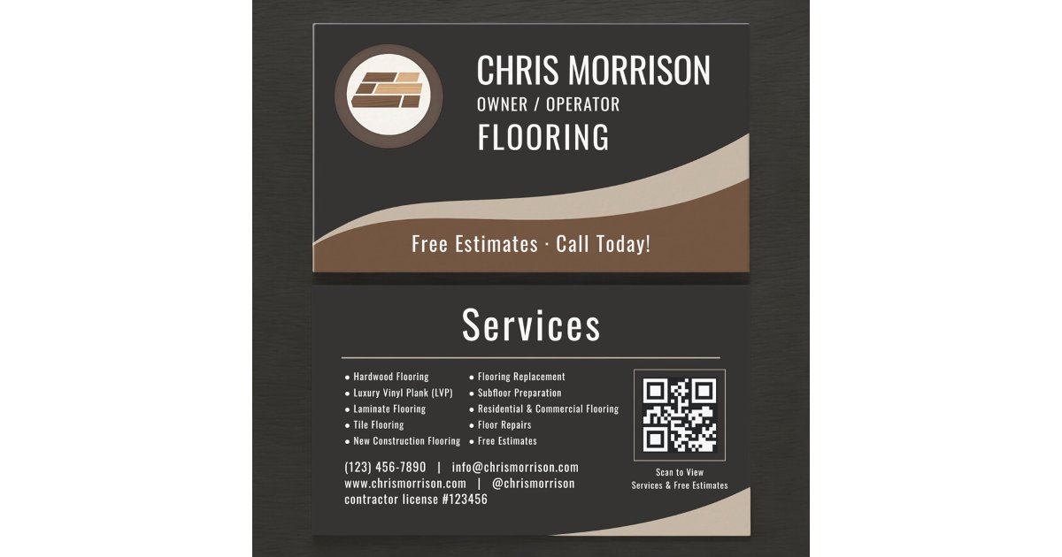 Flooring Installation QR Code Business Card | Zazzle