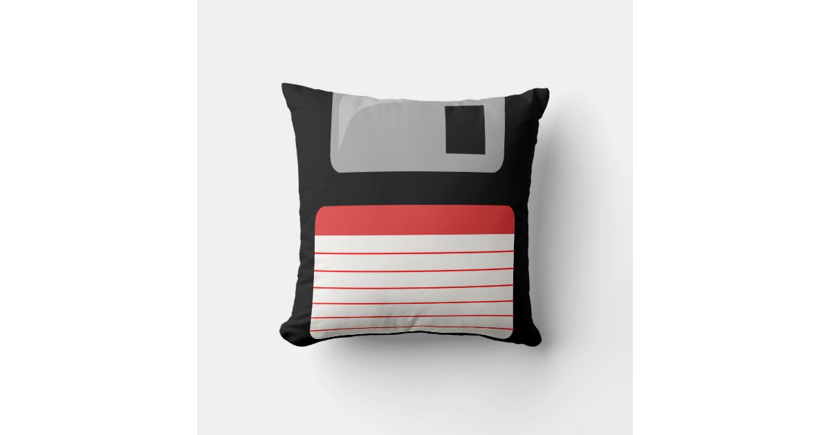 Floppy Disk Pillow - black, silver and red | Zazzle