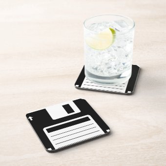 Floppy Disk Retro Illustration Design Coaster | Zazzle
