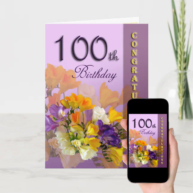 Floral 100th Birthday Congratulations Card | Zazzle