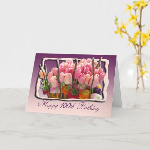 Floral 100th Birthday Congratulations Card | Zazzle