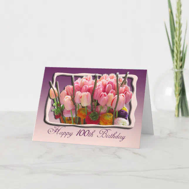 Floral 100th Birthday Congratulations Card | Zazzle