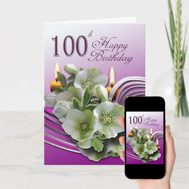 Floral 100th Birthday Congratulations Card | Zazzle