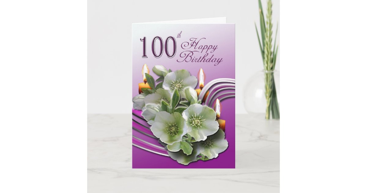 Floral 100th Birthday Congratulations Card | Zazzle.com