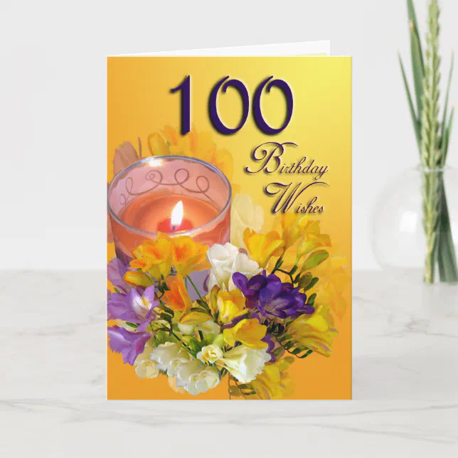Floral 100th Birthday Wishes Birthday Card | Zazzle