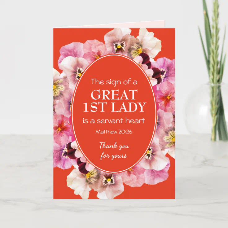 Floral 1ST LADY Pastor Appreciation Thank You Card | Zazzle